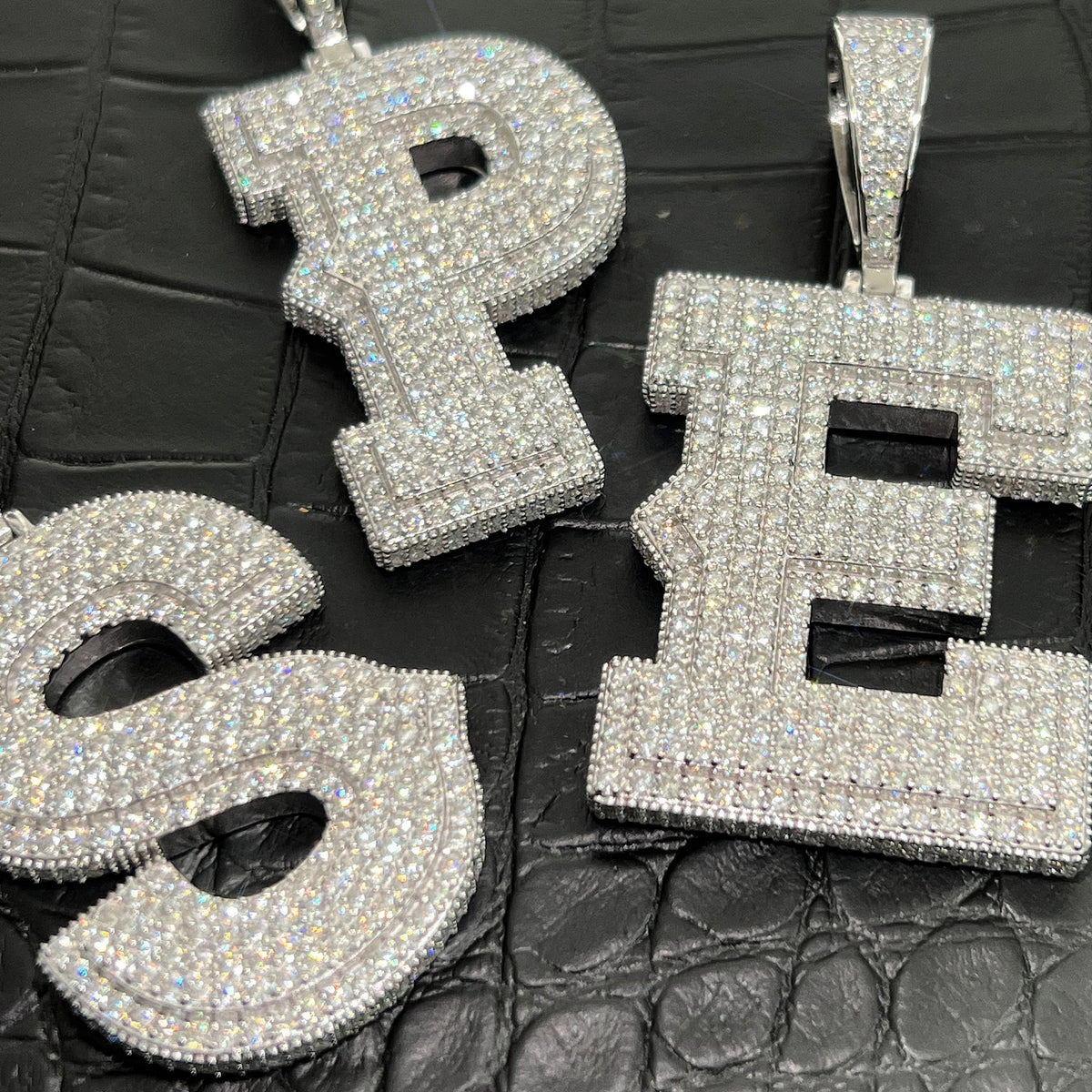 Moissanite Big Block Letter Pendant A Z JewelryFresh