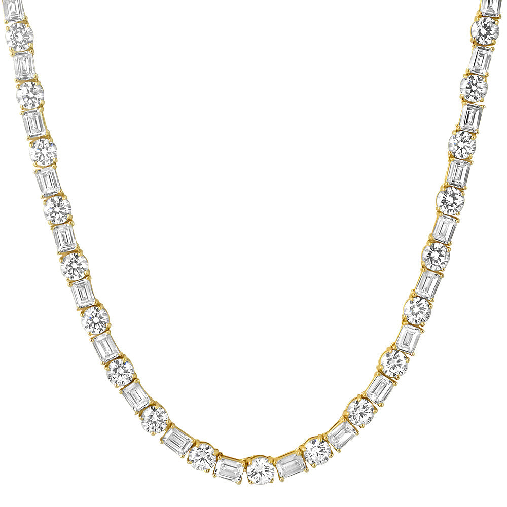 14k Gold Emerald And Round Cut Tennis Chain Jewelryfresh