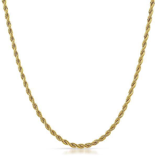 3mm 14K Gold IP Small Rope Chain – JewelryFresh