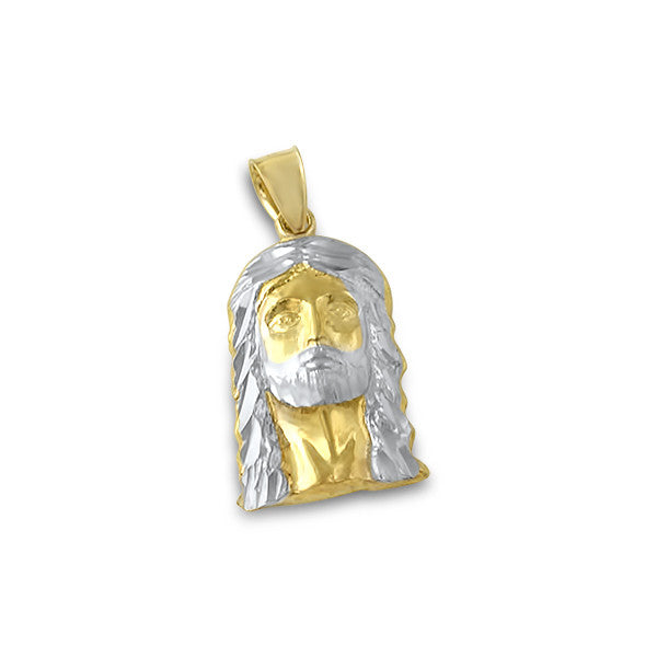 10K Gold Two Tone Diamond Cut Jesus Piece – JewelryFresh