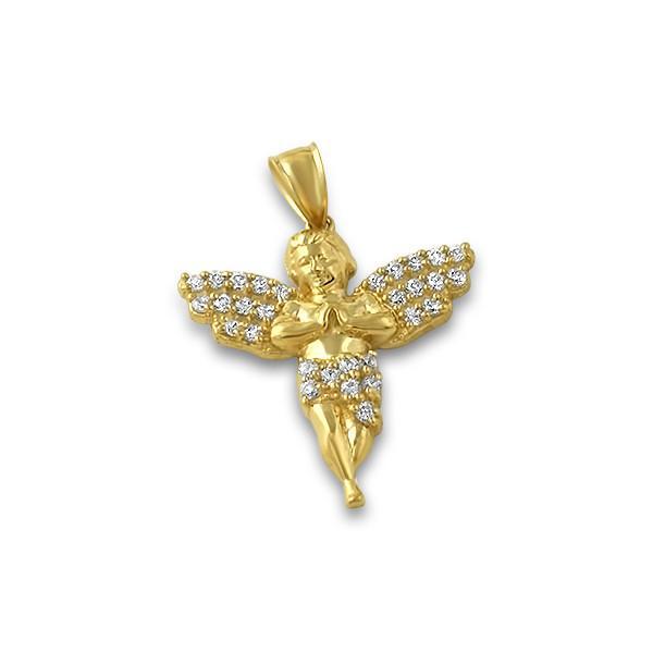 10K Gold Iced Out Micro Angel Pendant – JewelryFresh