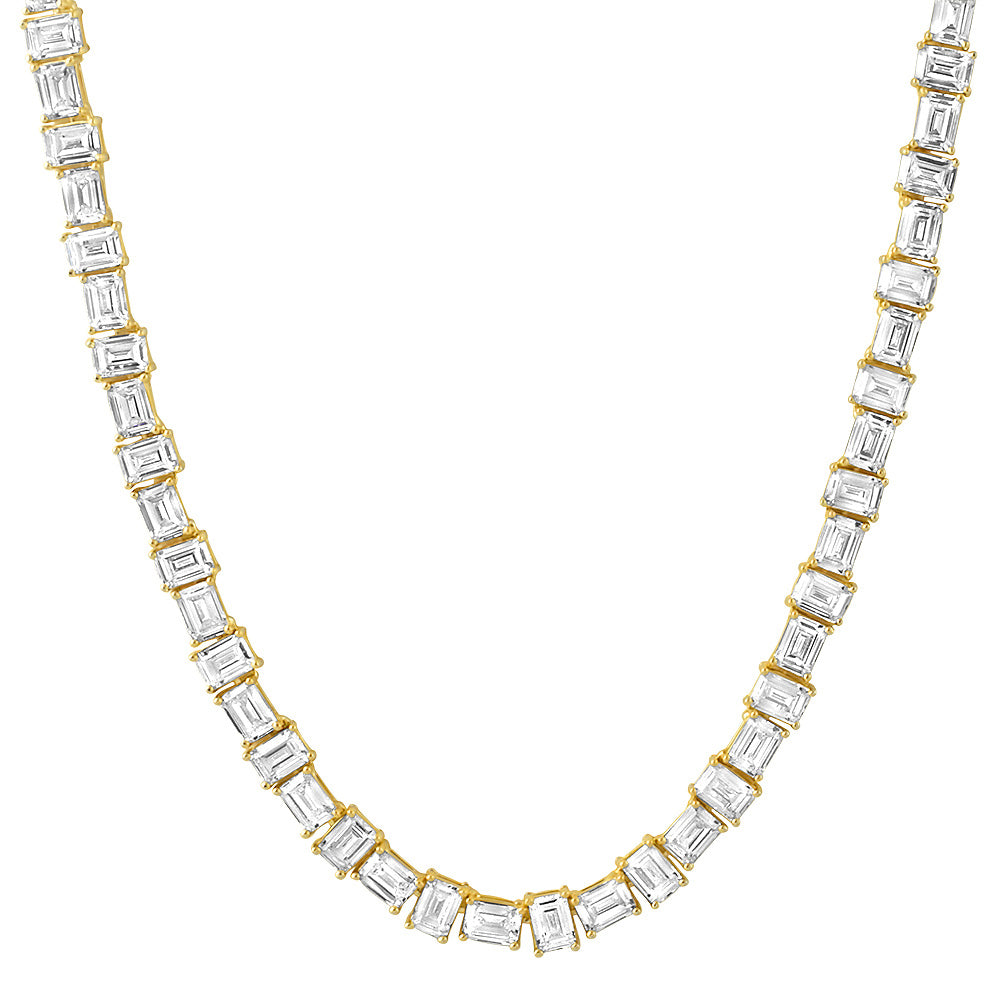 14K Gold Pure Water Emerald Cut Tennis Chain – JewelryFresh